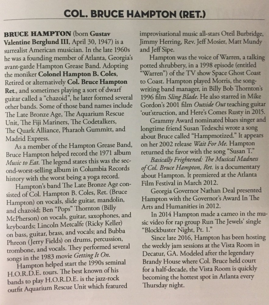 RIP Col Bruce Hampton, 1947-2017 - Tomorrow's Verse